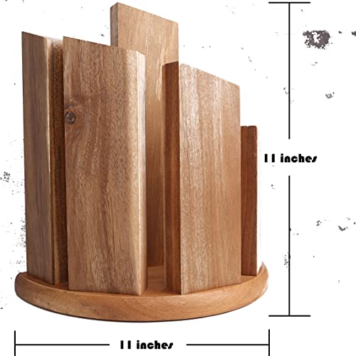 Resafy Wooden Magnetic Knife Block,360° Double Sided Knife Board Universal Knives Holder with Strong Magnet Knife Strip Stand