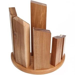 Resafy Wooden Magnetic Knife Block,360° Double Sided Knife Board Universal Knives Holder with Strong Magnet Knife Strip Stand