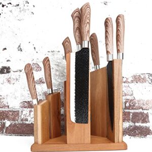 Resafy Wooden Magnetic Knife Block,360° Double Sided Knife Board Universal Knives Holder with Strong Magnet Knife Strip Stand