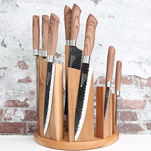 Resafy Wooden Magnetic Knife Block,360° Double Sided Knife Board Universal Knives Holder with Strong Magnet Knife Strip Stand