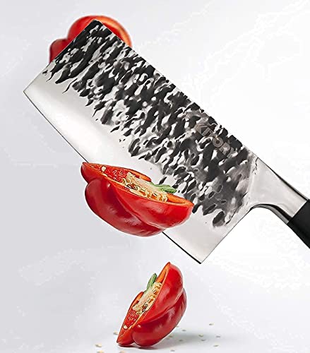 Kitory Meat Cleaver Heavy Duty Chinese Chefs Knife Forged Butcher Knife Handmade 8" Chopper Knife Traditional Kitchen Knife for Cutting Chopping Meats, Small Bones and Vegetables