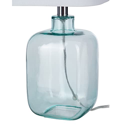 Catalina 23102-001 Coastal Translucent Glass Table Lamp with Linen Shade, 21", Sea Foam Green