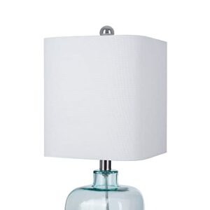 Catalina 23102-001 Coastal Translucent Glass Table Lamp with Linen Shade, 21", Sea Foam Green