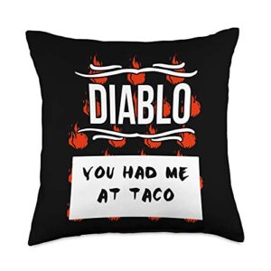 hot sauces gift hot diablo sauce you had me at taco throw pillow, 18x18, multicolor