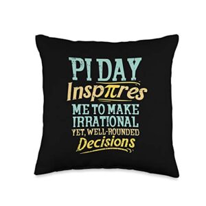 boredkoalas funny pi day math teacher gifts funny inspire pi day motivational math student gift throw pillow, 16x16, multicolor