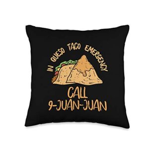 boredkoalas cinco de mayo mexican pillows in queso emergency cinco de mayo taco call 9 juan mexican throw pillow, 16x16, multicolor