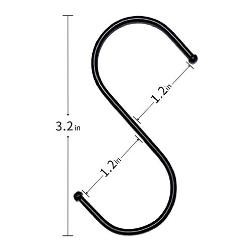 S-Shaped Hooks 20 Pack 3.2 Inches Black Heavy Metal S-Shaped Hooks Suitable for Kitchen Bathroom Office Garden or Outdoor Activities