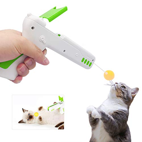 BEITESTAR Puzzle Interactive Cat Toy for Indoor, Rebound Interactive Cat Teaser Gun, Plush Interactive Cat Stuff, The Latest Updated Pet Toy, A New Way to Exercise for Cats. (Green)