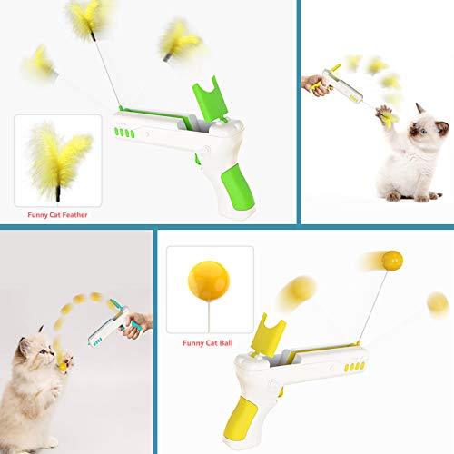 BEITESTAR Puzzle Interactive Cat Toy for Indoor, Rebound Interactive Cat Teaser Gun, Plush Interactive Cat Stuff, The Latest Updated Pet Toy, A New Way to Exercise for Cats. (Green)