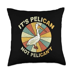 vintage pelican shirt & co pelican't t shirt vintage pelican gift throw pillow, 18x18, multicolor