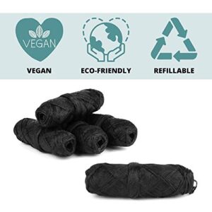 Bamboo Charcoal Dental Floss Refills, Bambo Woven Fibres, 5 x 33 Yards, Organic Refillable Dental Floss, Natural Floss, Eco-Friendly Floss. Plant-Based Candelilla Wax Floss with Natural Mint Flavoring