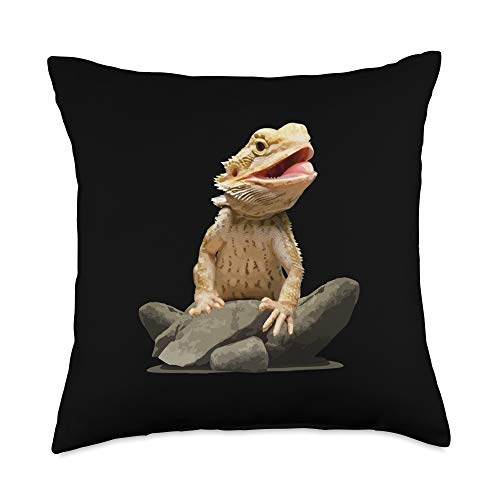 Bearded Dragon Art Design Bearded Dragon Art Youth Gecko Lizard Animal Throw Pillow, 18x18, Multicolor