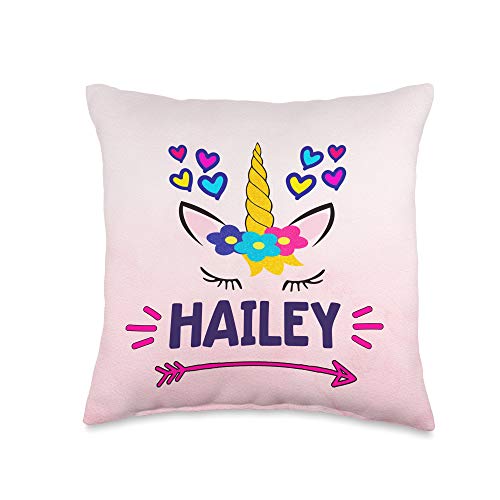 Haileys Closet Hailey Flower Crown Arrow Hearts Stars Unicorn Throw Pillow, 16x16, Multicolor