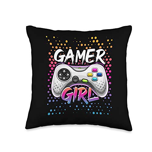 Awesome Video Game Throw Pillows Video Game Controller Room Decor Girls Gamer Gift Throw Pillow, 16x16, Multicolor