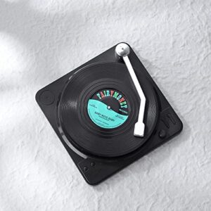 MECOWON Vinyl Record Coasters with Record Player Holder - 6Packs, Cool Coasters for Music Lovers