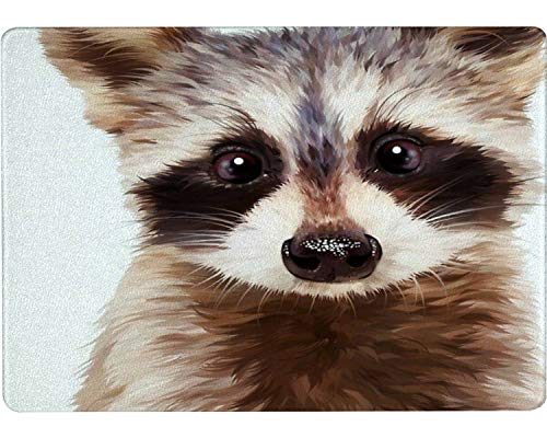 Tempered Glass Cutting Board Raccoon Tableware Kitchen Decorative Cutting Board with Non-slip Legs, Serving Board, Large Size, 15" x 11"