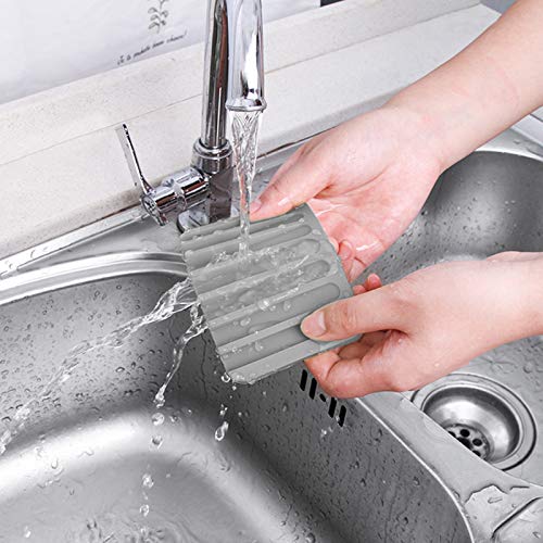 KUFUNG Soap Tray, Flexible Silicone Soap Dish, Soap Case Holder for Bathroom Shower Waterfall Drainer Kitchen, Keep Soap Dry & Easy to Clean (Grey+White)