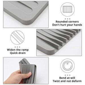 KUFUNG Soap Tray, Flexible Silicone Soap Dish, Soap Case Holder for Bathroom Shower Waterfall Drainer Kitchen, Keep Soap Dry & Easy to Clean (Grey+White)