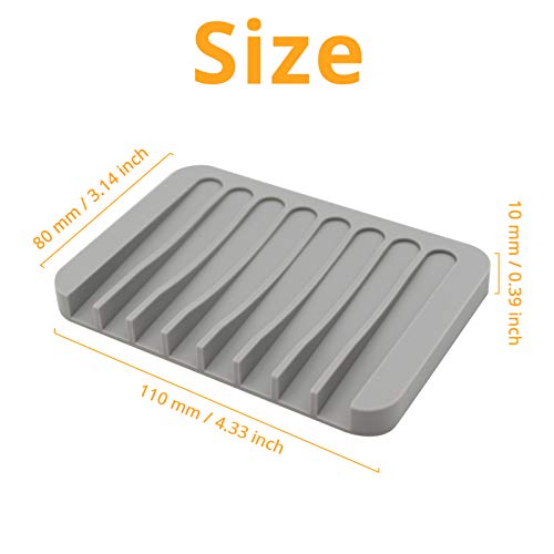 KUFUNG Soap Tray, Flexible Silicone Soap Dish, Soap Case Holder for Bathroom Shower Waterfall Drainer Kitchen, Keep Soap Dry & Easy to Clean (Grey+White)