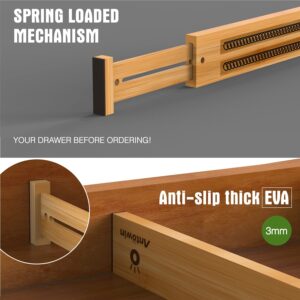 ANTOWIN Bamboo Drawer Dividers Organizers, Drawer Separators Splitter,17-22 inches Long Adjustable Spring-loaded Organizer for Large Utensil, Clothes, Tools Drawers (4+4)