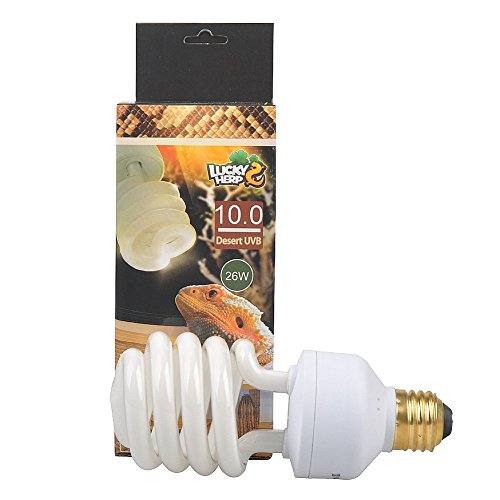 LUCKY HERP 10.0 UVB Fluorescent Desert Terrarium Lamp Bulb,E26,Screw Thread,26 Watts