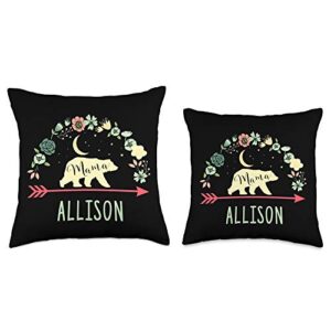 Mama Bear Allison Name Gifts Allison Name Gift Personalized Mama Bear Home Decor Throw Pillow, 18x18, Multicolor