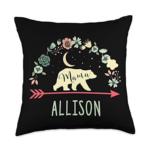 Mama Bear Allison Name Gifts Allison Name Gift Personalized Mama Bear Home Decor Throw Pillow, 18x18, Multicolor