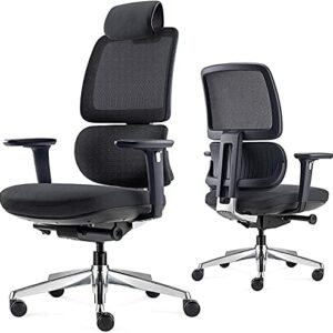 ALFA Furnishing Ergonomic Office Chair, Rolling Desk Chair with Adjustable Lumbar Support, 3D Armrest, Blade Wheels, Mesh Computer Chair with Sliding Seat, Gaming Chairs, Executive Swivel Chair