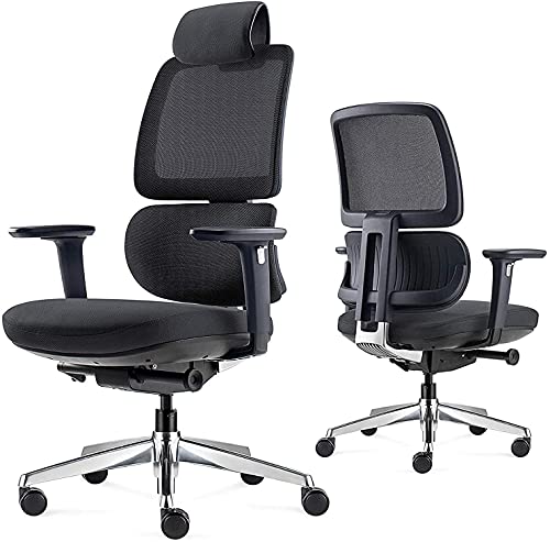 ALFA Furnishing Ergonomic Office Chair, Rolling Desk Chair with Adjustable Lumbar Support, 3D Armrest, Blade Wheels, Mesh Computer Chair with Sliding Seat, Gaming Chairs, Executive Swivel Chair