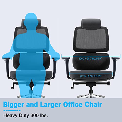 ALFA Furnishing Ergonomic Office Chair, Rolling Desk Chair with Adjustable Lumbar Support, 3D Armrest, Blade Wheels, Mesh Computer Chair with Sliding Seat, Gaming Chairs, Executive Swivel Chair