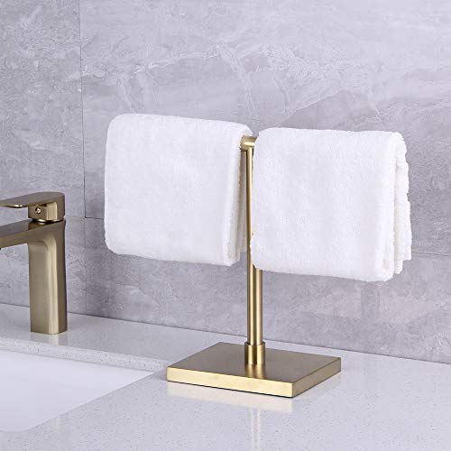 kimzcn Modern Free Standing Countertop Towel Ring SUS 304 Stainless Steel Hand Towel Holder Tree Rack Brushed PVD Zirconium Gold