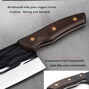 Kitory Forged Cleaver, Chopping Knife, Vegetable and meat Chopper, Kitchen Serbian Chef's Knife, Full Tang High Carbon Steel Blade Wooden Handle