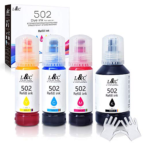 502 Ink Bottles Refill T502 Ink L&C Compatible Refill Ink Bottles Replacement 502 T502 Ink for Epson Printers