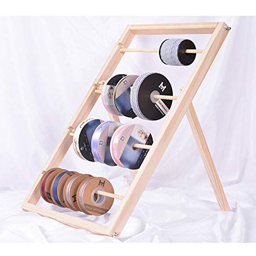 DYNWAVE Wood Display Ribbon Holder Rack Storage Organiser Sewing Stand Organizer