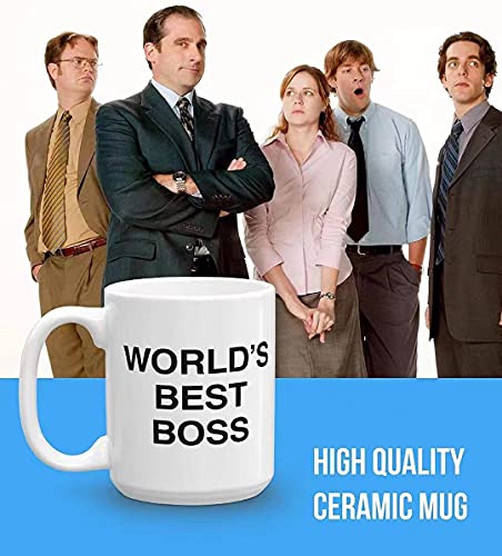 Deoqash Worlds Best Boss Mug, The Office- Best Boss Ever Mug Dunder Mifflin Ceramic Mug 11 oz, Gift for Boss Coworkers or Friends