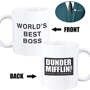 Deoqash Worlds Best Boss Mug, The Office- Best Boss Ever Mug Dunder Mifflin Ceramic Mug 11 oz, Gift for Boss Coworkers or Friends