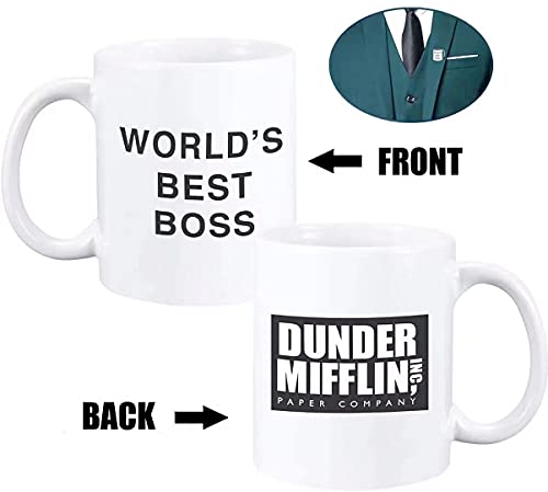 Deoqash Worlds Best Boss Mug, The Office- Best Boss Ever Mug Dunder Mifflin Ceramic Mug 11 oz, Gift for Boss Coworkers or Friends