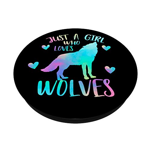 Just a Girl Who Loves Wolves - Cute Wolf Lover Girls Gifts PopSockets PopGrip: Swappable Grip for Phones & Tablets