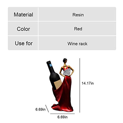 Kelendle Beauty Wine Holder Bottle Wine Rack Tall Drink Tabletop Accessory Single Bottle Stand Women Shaped Sturdy Sculpture Figurine Kitchen Decoration Restaurant Setting Crafts(Red)