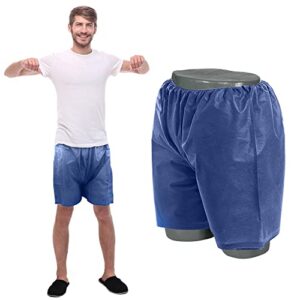 amz medical supply disposable boxer shorts unisize. pack of 10 dark blue disposable shorts medical with elastic waist, no pockets. breathable pp disposable exam shorts medical for massage, hospital