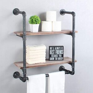 industrial pipe towel rack,bathroom shelves wall mounted,rustic 2 layer bathroom shelf with towel bar,metal storage wall shelf for kitchen,floating shelves,bathroom shelves over toilet