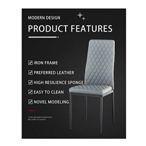 IANIYA Dining Chair Modern Minimalist Fireproof Leather Sprayed Metal Pipe Diamond Grid Pattern Restaurant Home Conference Chair Set of 6 Gray