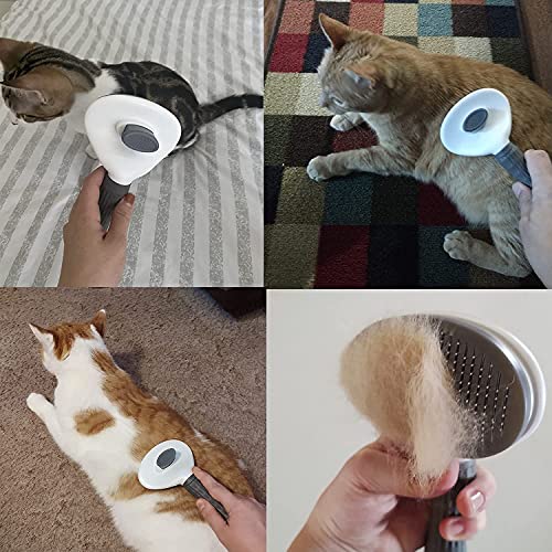 Cat Grooming Brush, Cat Brushes for Indoor Cats Shedding Self Clean Dog Brush Shedding Brush Cat Hair One Button Removes Loose Undercoat Mats Tangled Hair Grooming Brush for Pets Massage-Self Cleaning Slicker Brush