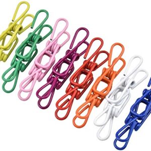 40 Pcs Clothes Line Clips, Utility Clothes Pegs Hanger, Windproof Clothespin, Strong Metal Laundry Hanging Clips for Washing Line, Towel, Paper Binding and Snacks Sealing, Random Color