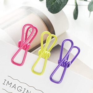 40 Pcs Clothes Line Clips, Utility Clothes Pegs Hanger, Windproof Clothespin, Strong Metal Laundry Hanging Clips for Washing Line, Towel, Paper Binding and Snacks Sealing, Random Color