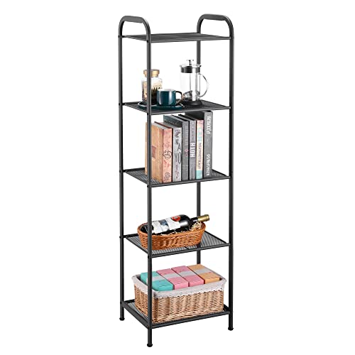 MAX Houser Storage Rack with Shelf,Industrial Style Extendable Plant Stand, Standing Shelf Units for Kitchen, Bathroom, Office,Living Room, Balcony, Kitchen (Charcoal Gray, 5 Tier)