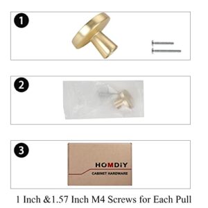 homdiy 5 Pack Gold Cabinet Knobs Round Brushed Brass Kitchen Knobs Zinc Alloy Dresser Knobs Metal Cabinet Handles for Drawer Desk Cabinets Cupboard