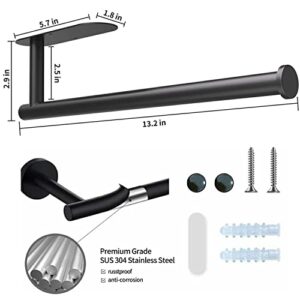 WYMECT Adhesive Paper Towel Holder Under Cabinet Wall Mount for Kitchen Paper Towel, 304 Stainless Steel Paper Towel Roll Holder with Screws Stick to Walll (Black)