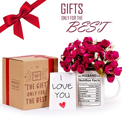 Best Husband Ever Gifts Coffee Mug, Valentines Day Gift for Husband, Birthday Gifts from Wife for Husband, Nutrition Facts Mugs, White, 11oz