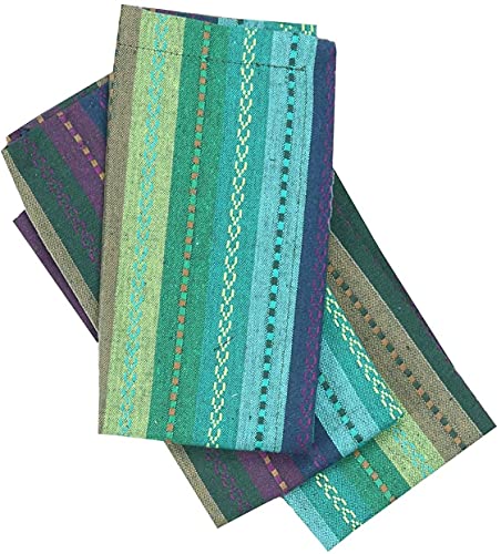 Cloth Napkins,Cotton Napkins,Dinner Napkins Cloth,Dinner Napkins,Cloth Napkins Set of 12 Cotton,Napkins Cloth,Cloth Napkins Cotton,Cotton Dinner Napkins, Salsa Stripe Napkins 18x18 Teal Multi